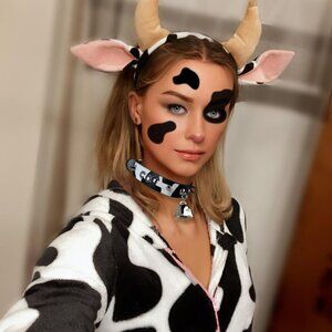 Jewelry | Cow Print Leather Choker Necklace Punk Gothic Cow Cosplay ...